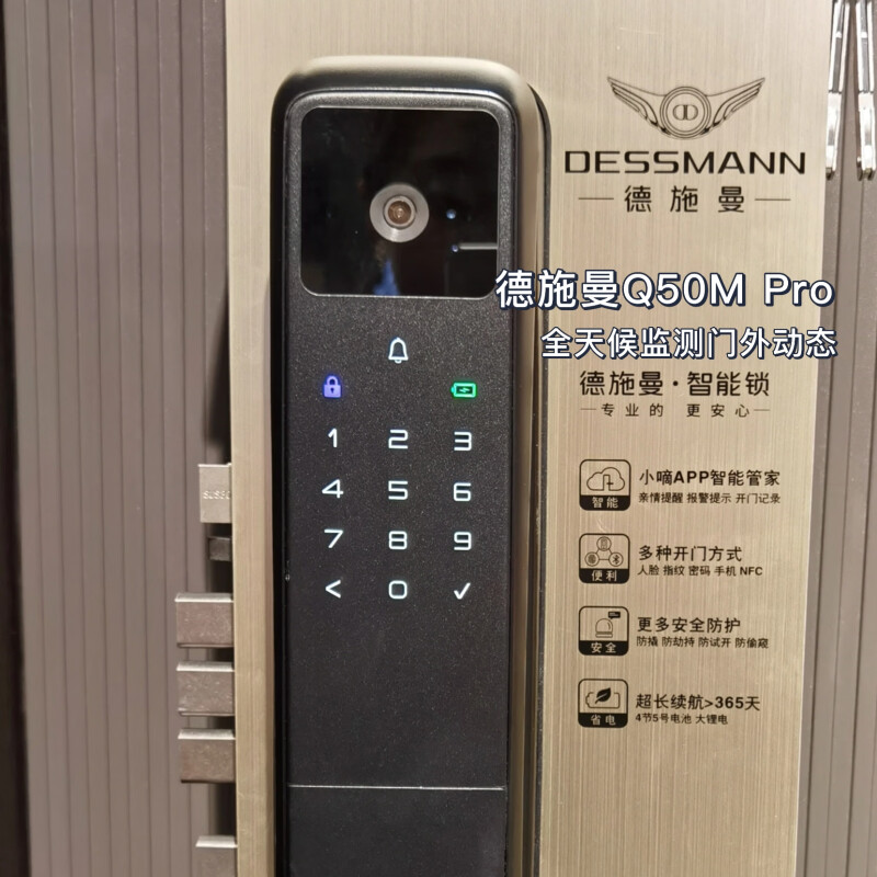 德施曼Q50M Pro指纹锁高端黑评测 德施曼智能门锁怎么样